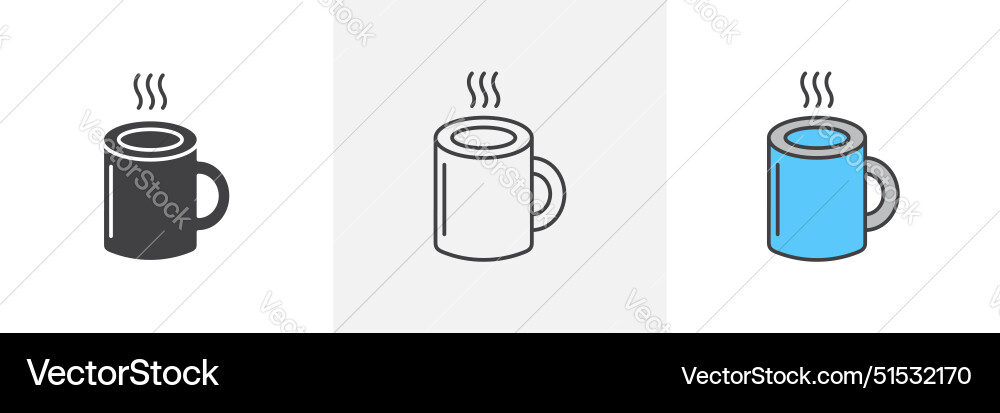 Mug icon set espresso coffee cup symbol in black Vector Image