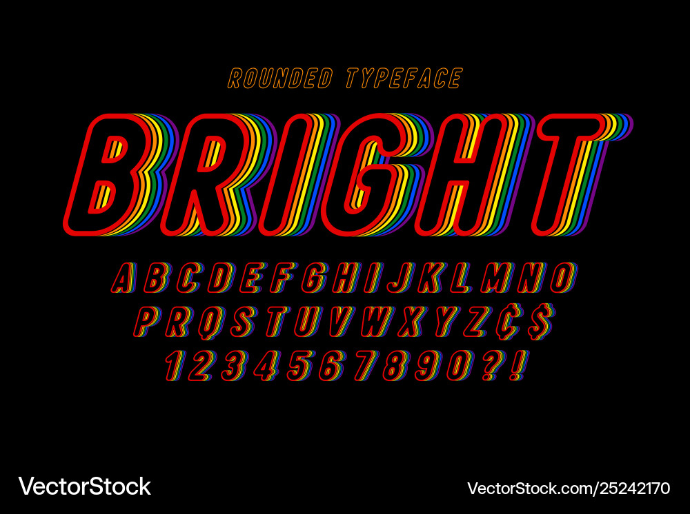 Original display rainbow font design alphabet Vector Image