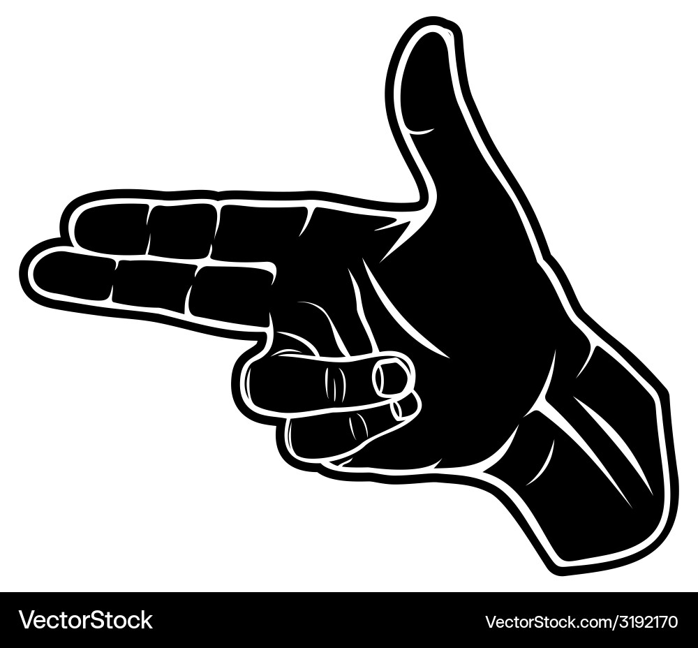 Pistolj ruka negativ crna resize Royalty Free Vector Image