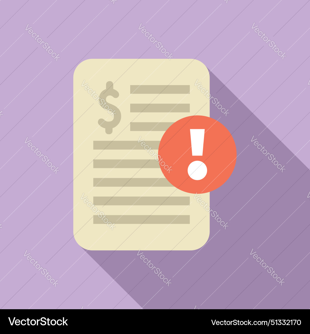 Unexpected expense alert on financial document Vector Image