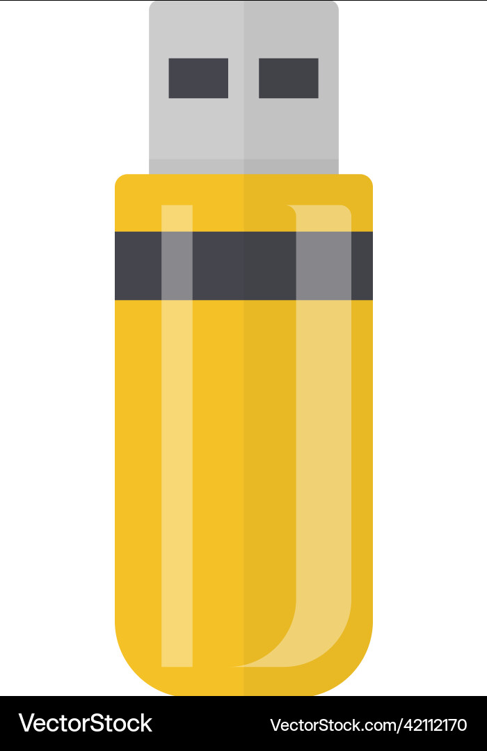 Yellow portable usb flash drive digital device Vector Image