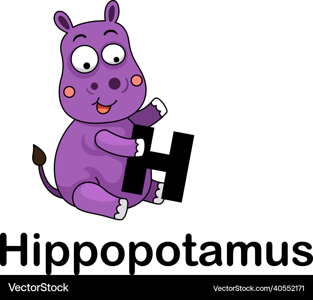 Alphabet letter h-hippopotamus Royalty Free Vector Image
