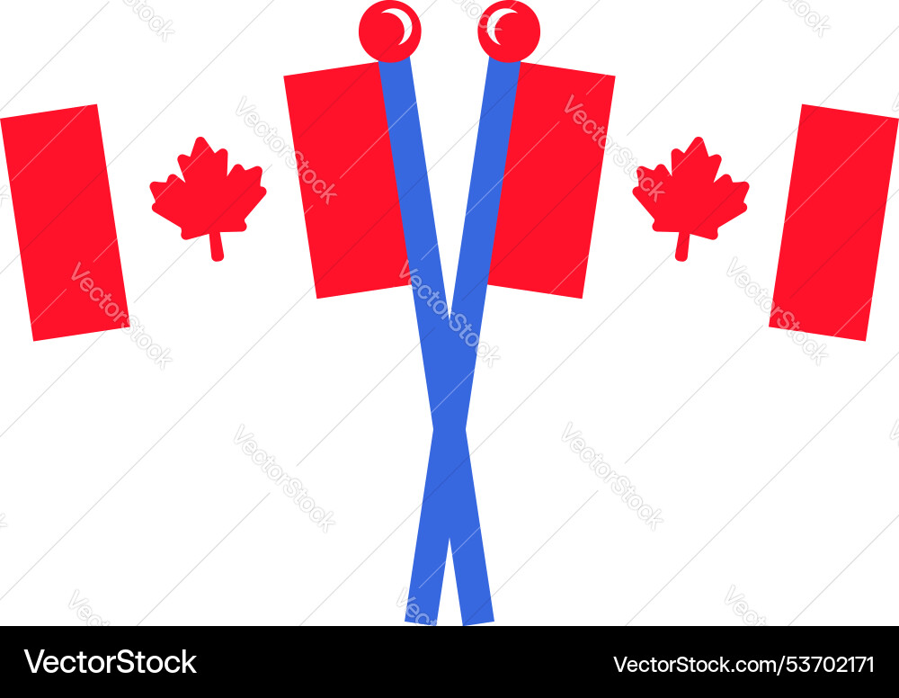 Crossed canadian flags on decorative flagpoles Vector Image