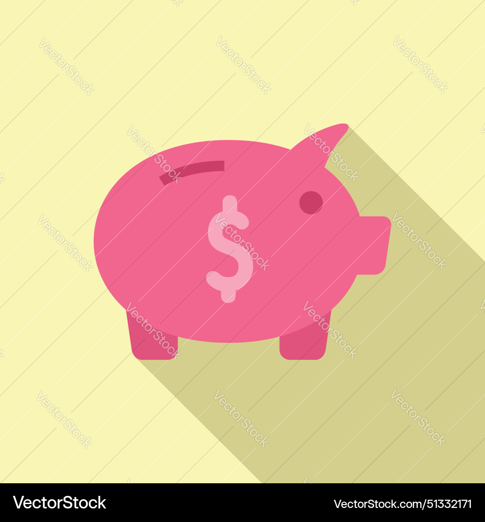 Flat design pink piggy bank icon Royalty Free Vector Image