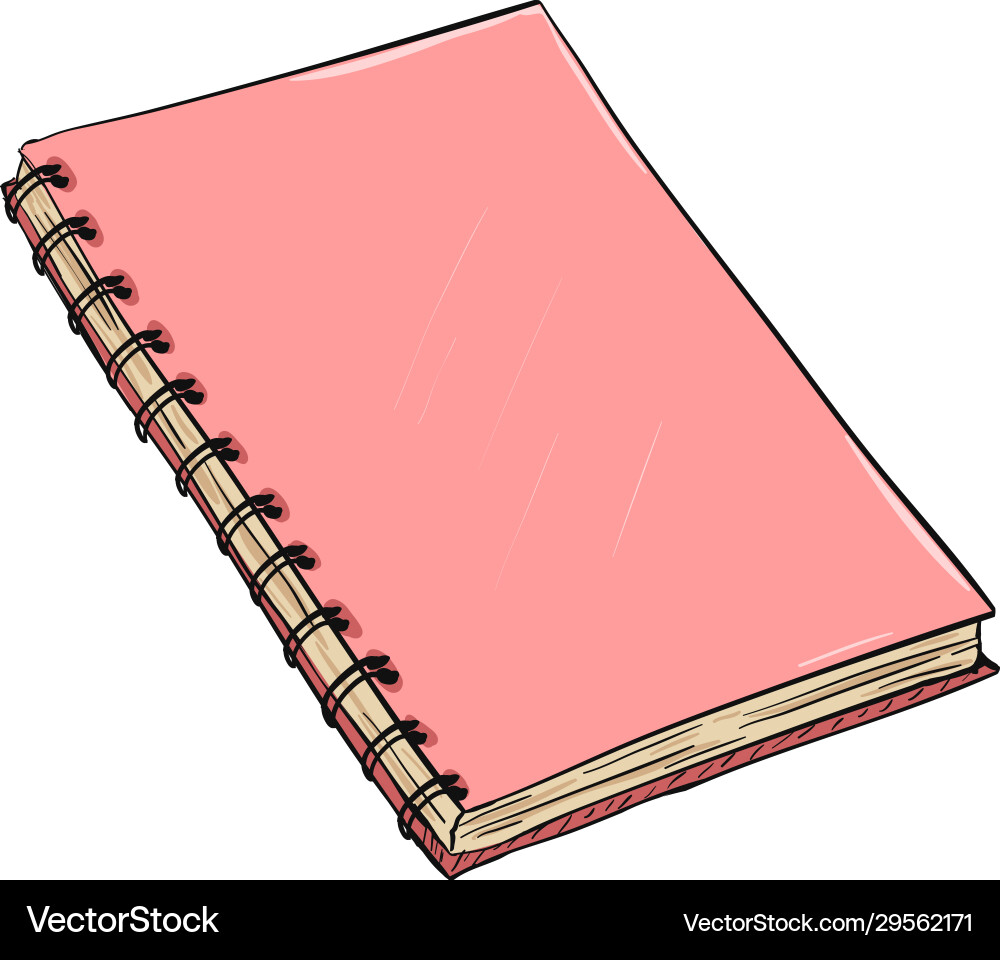 Single cartoon spiral notebook on white background