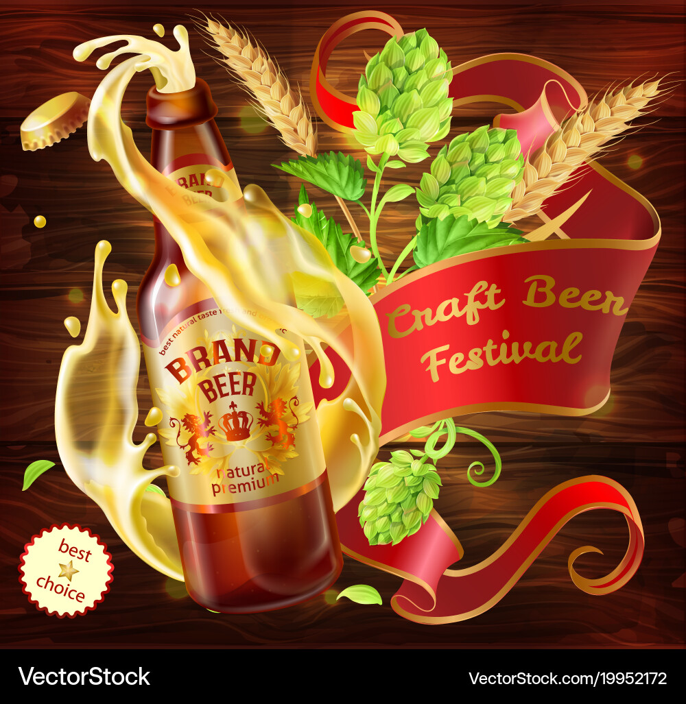 3d craft beer advertising poster template Vector Image