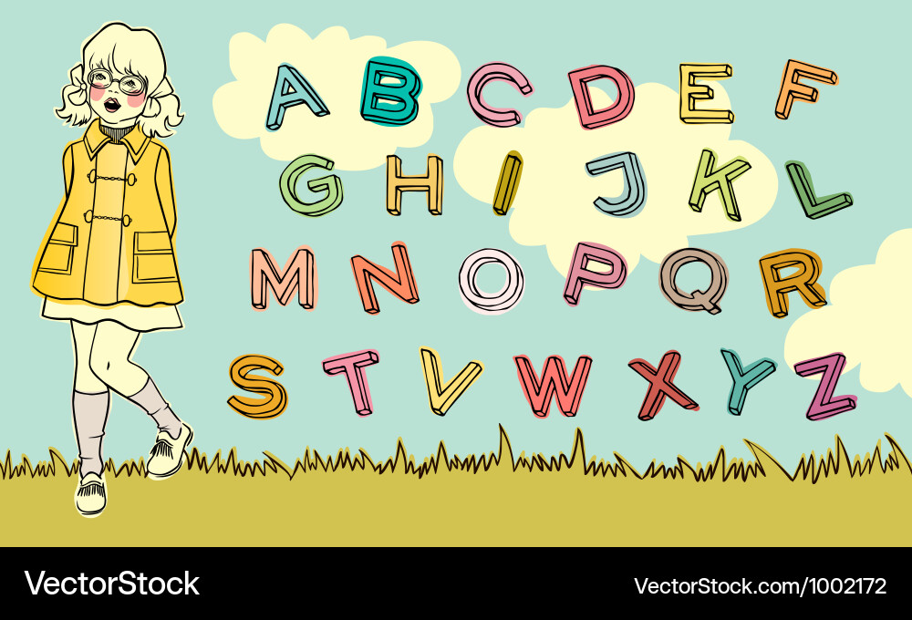 Abc girl Royalty Free Vector Image - VectorStock