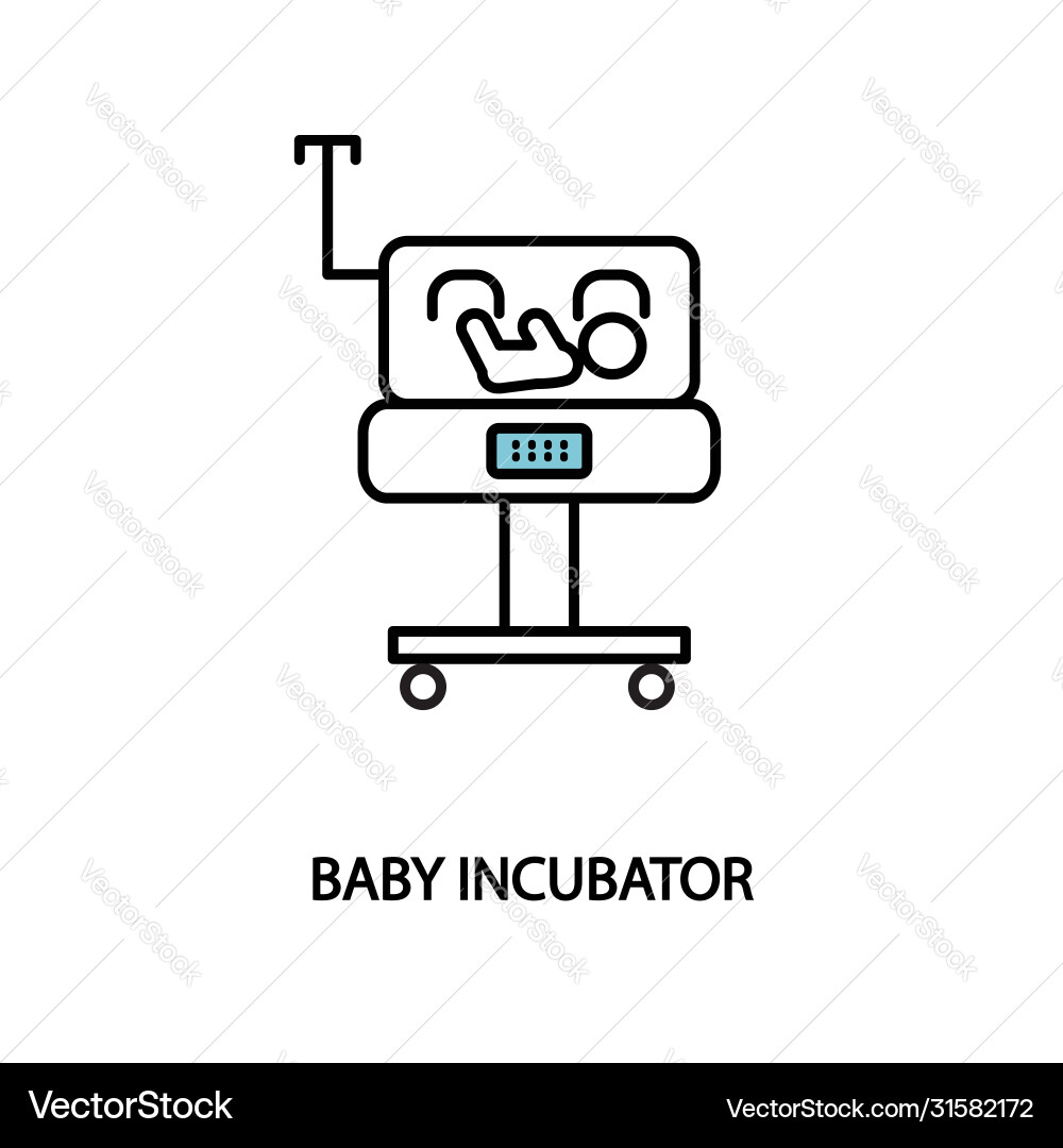 Baby incubator line icon neonatal intensive care Vector Image