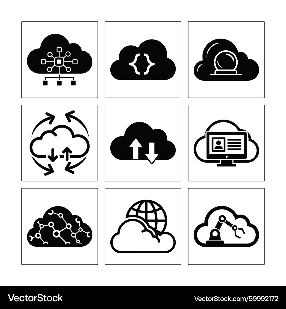 Cloud Computing SaaS Icons – Royalty-Free Vector | VectorStock