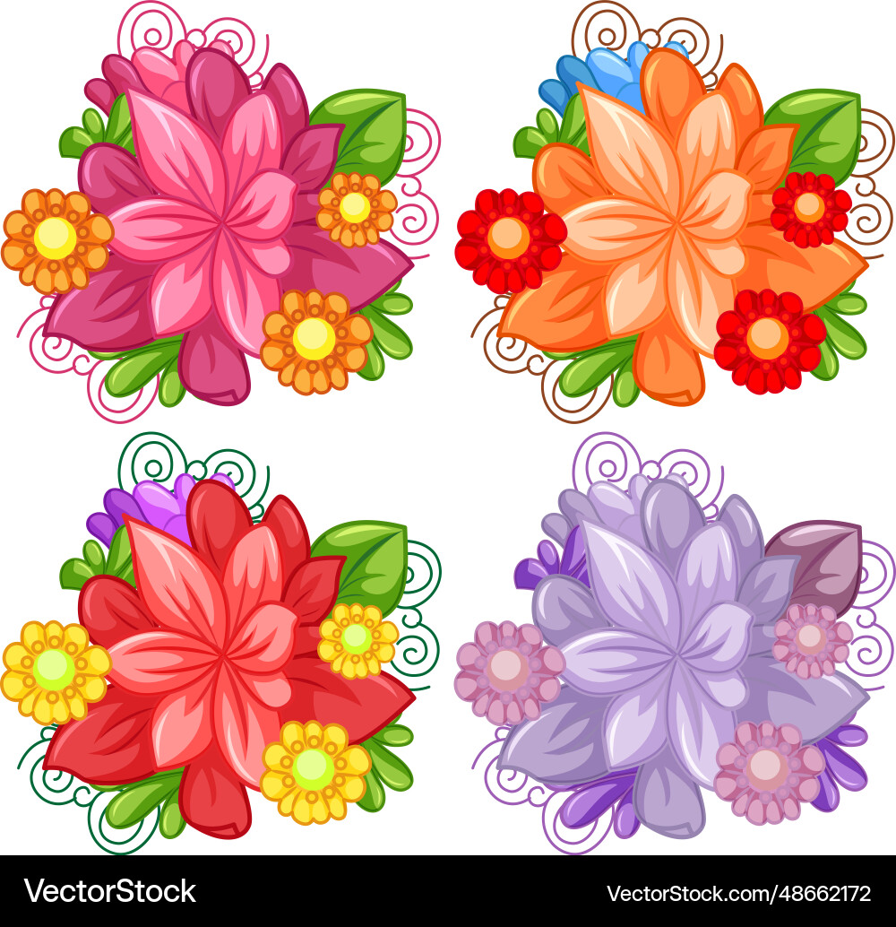 Colourful flower cartoon for summer decoration set