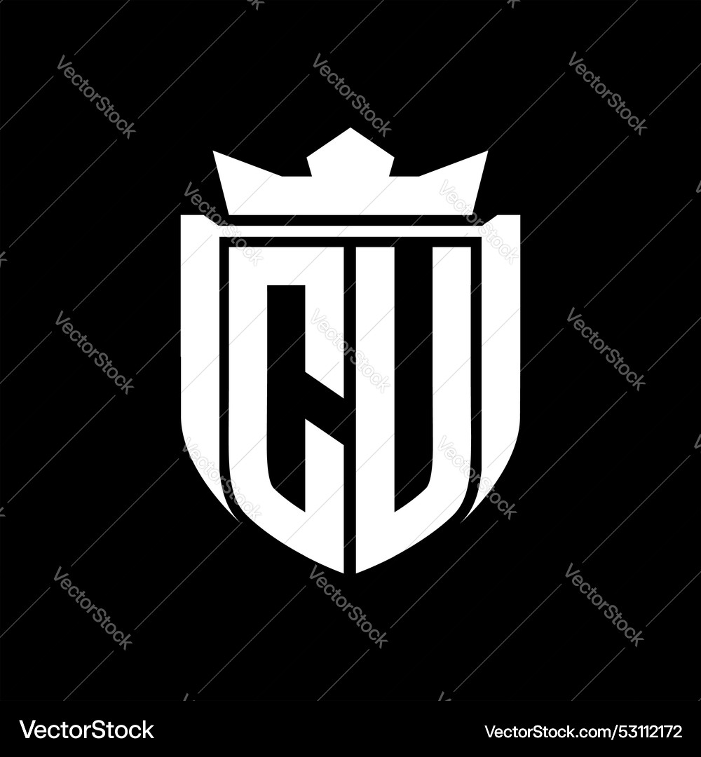 Cu letter logo shield shape inside badge Vector Image