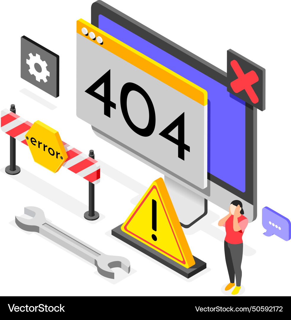 Error colored isometric composition Royalty Free Vector