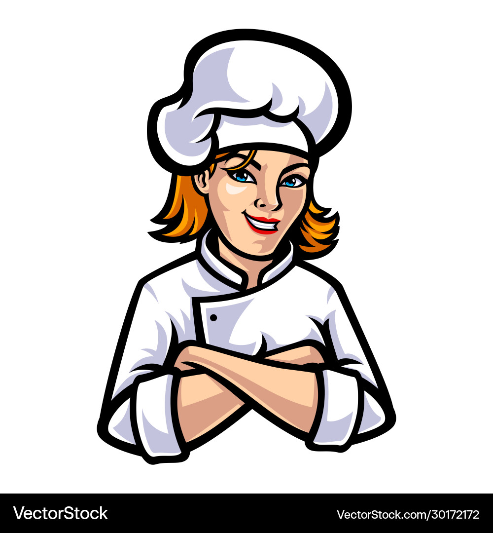 Female chef mascot logo Royalty Free Vector Image