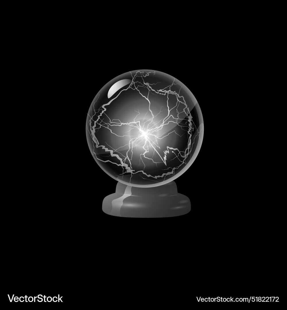 Glass crystal sphere with lightning inside 3d Vector Image