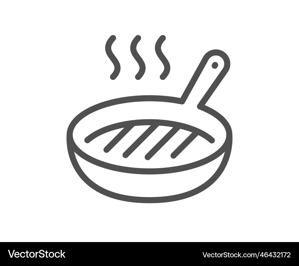 Grill pan line icon cooking food griddle sign Vector Image
