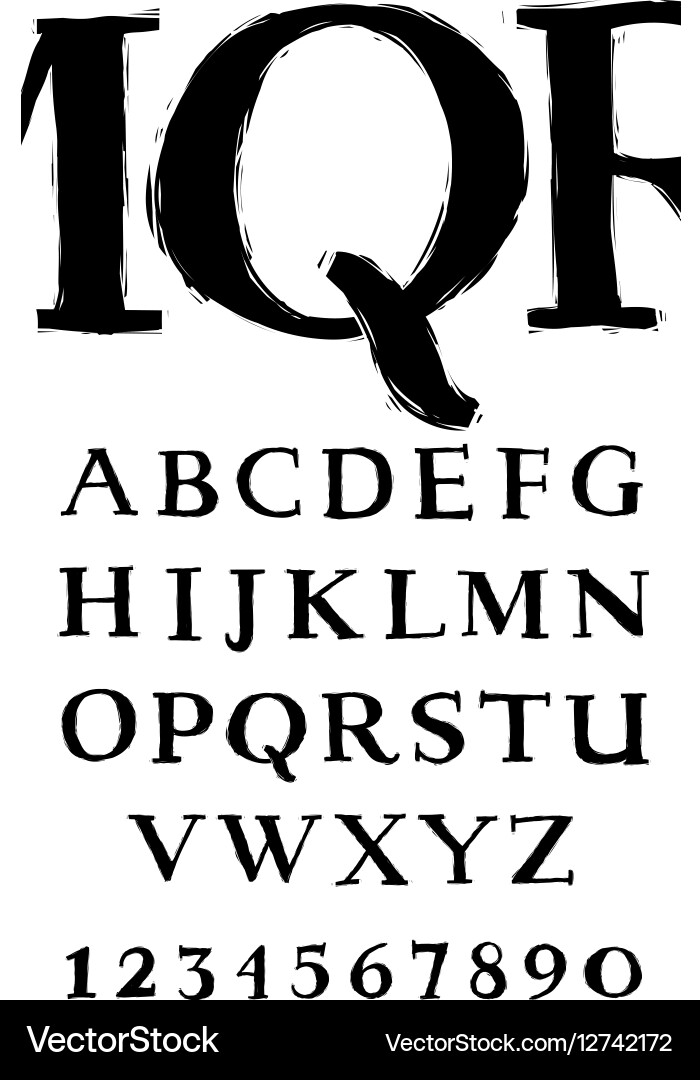 Handwritten serif alphabet Royalty Free Vector Image