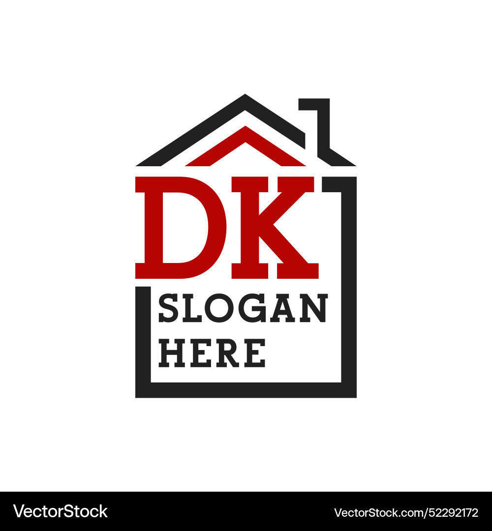 Initial dk house logo for roofing letter real Vector Image