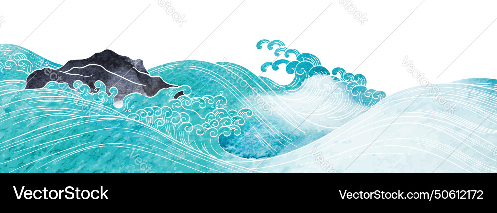 Japanese background with blue watercolor texture Vector Image