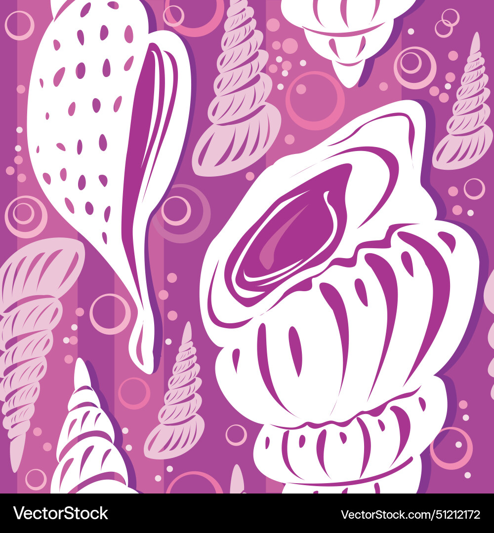 Seamless shell pattern beach motives Royalty Free Vector