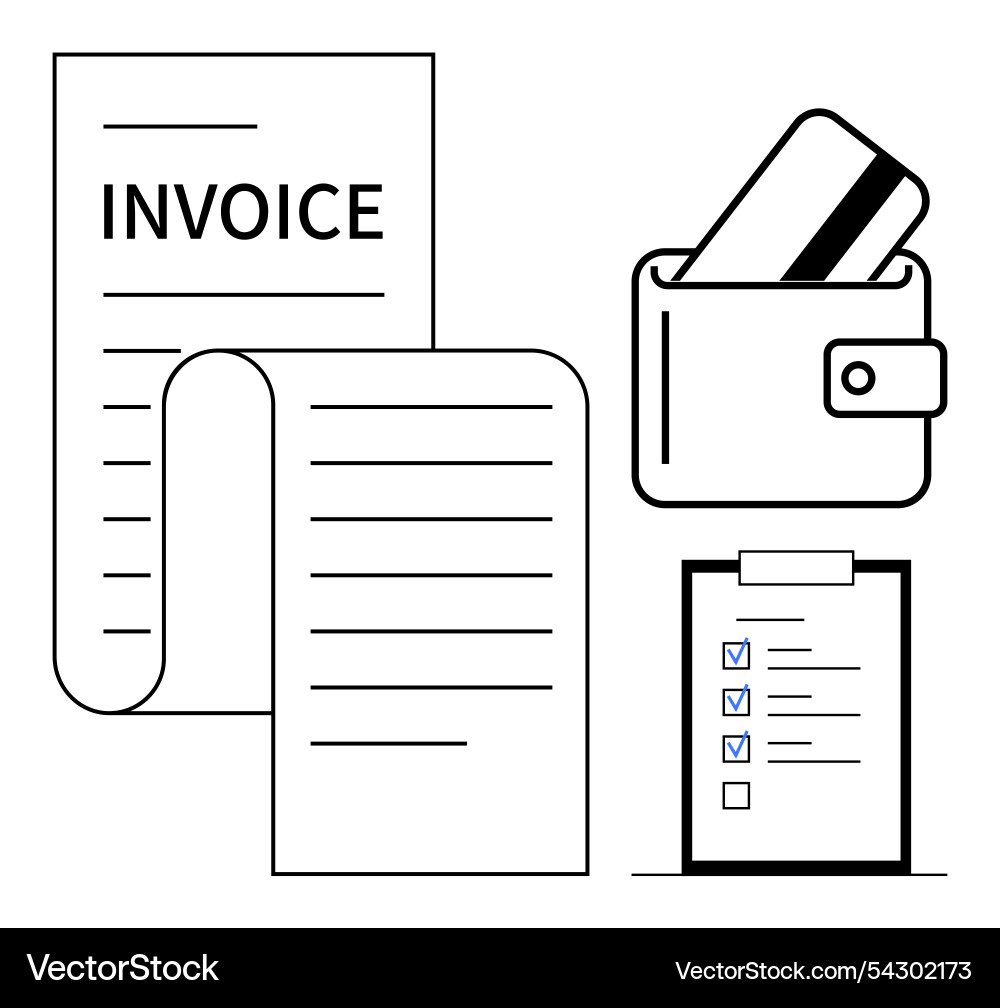 Billing invoice payment wallet with credit card Vector Image
