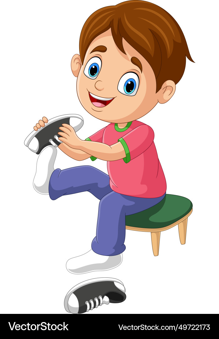 Cartoon Putting On Shoes