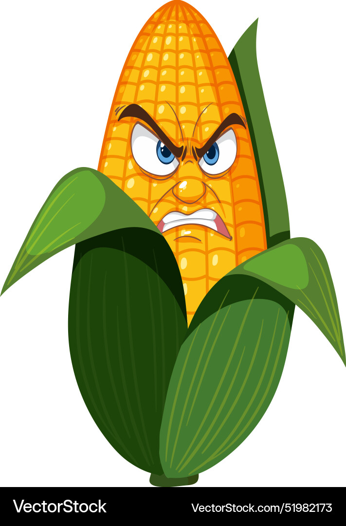 Corn with an angry facial expression Royalty Free Vector