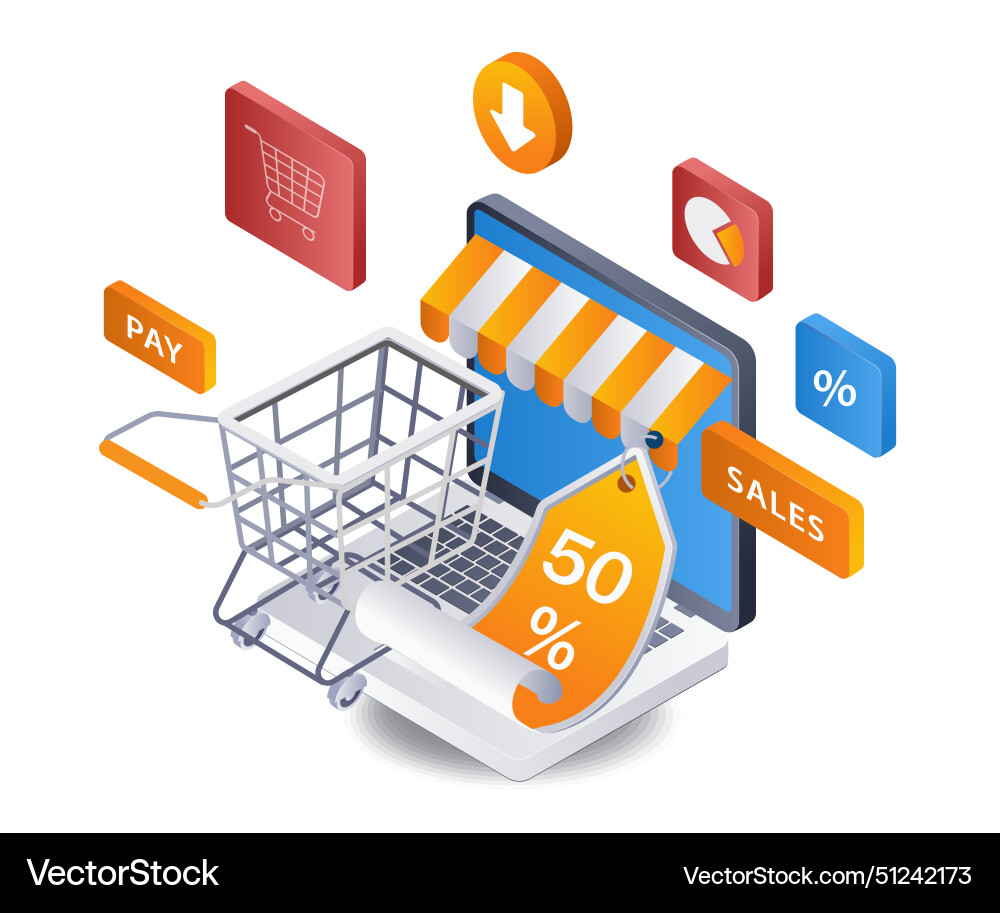 Discount online shopping ecommerce infographic Vector Image