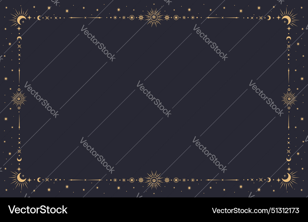 Fantasy mystic celestial frame background Vector Image