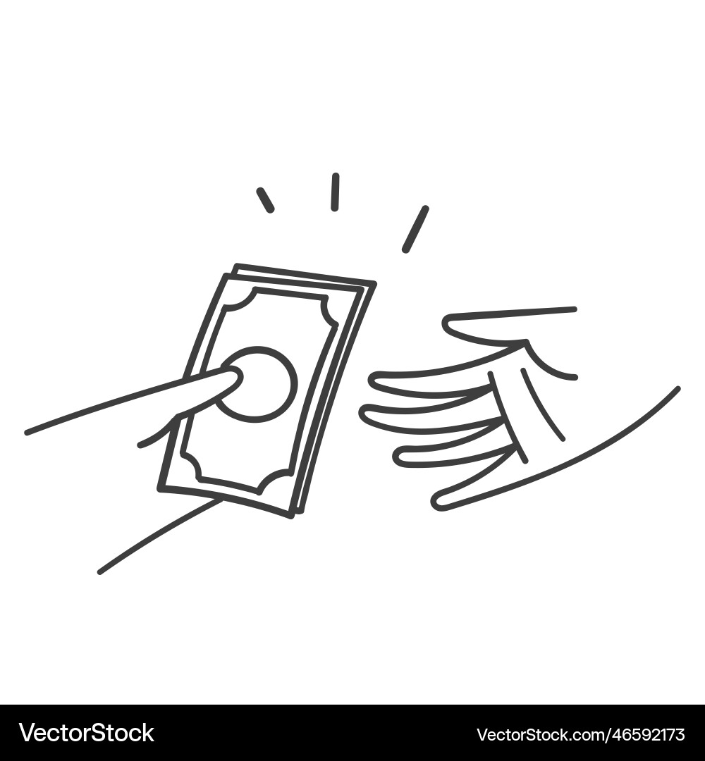 Hand drawn doodle people pay cash Royalty Free Vector Image