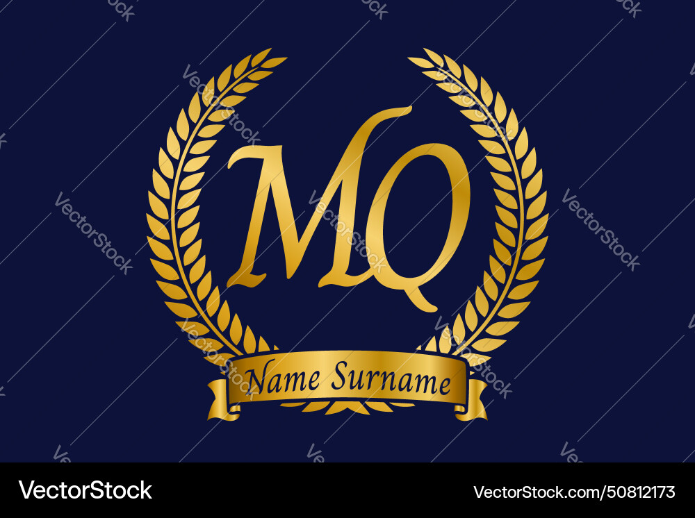 Initial letter m and q mq monogram logo design Vector Image