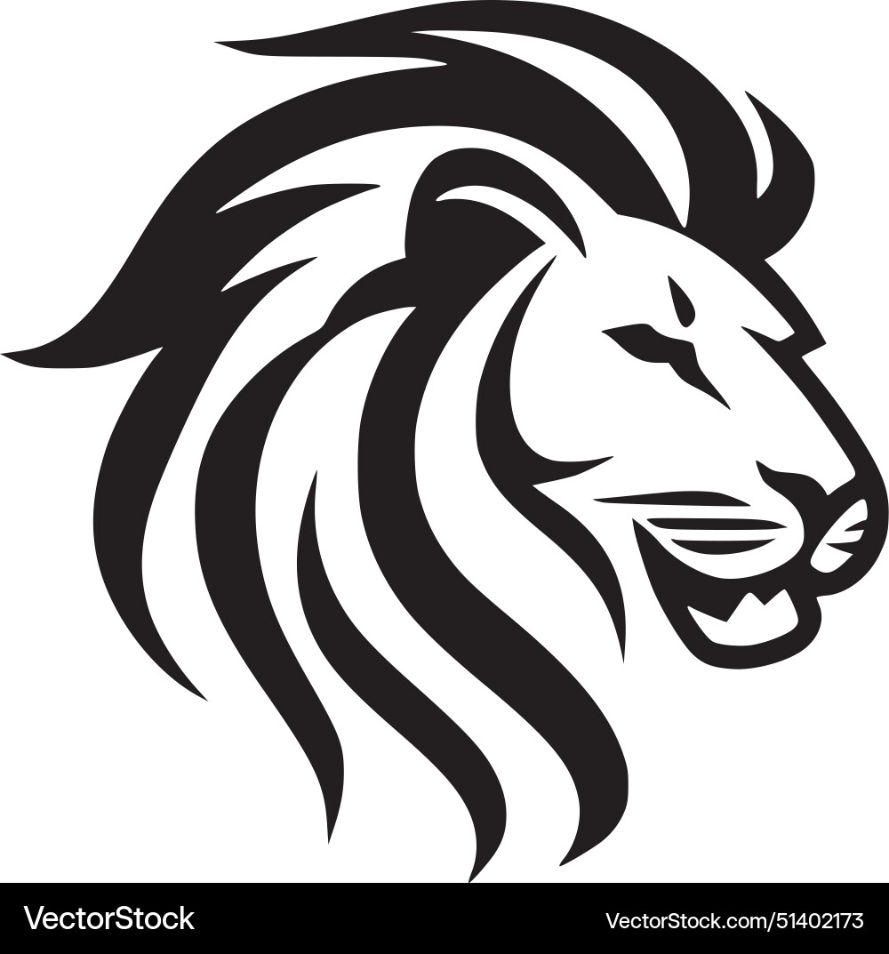 Lion - black and white Royalty Free Vector Image