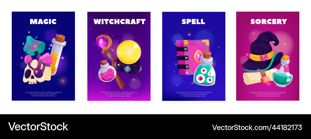 Magic spell poster set Royalty Free Vector Image