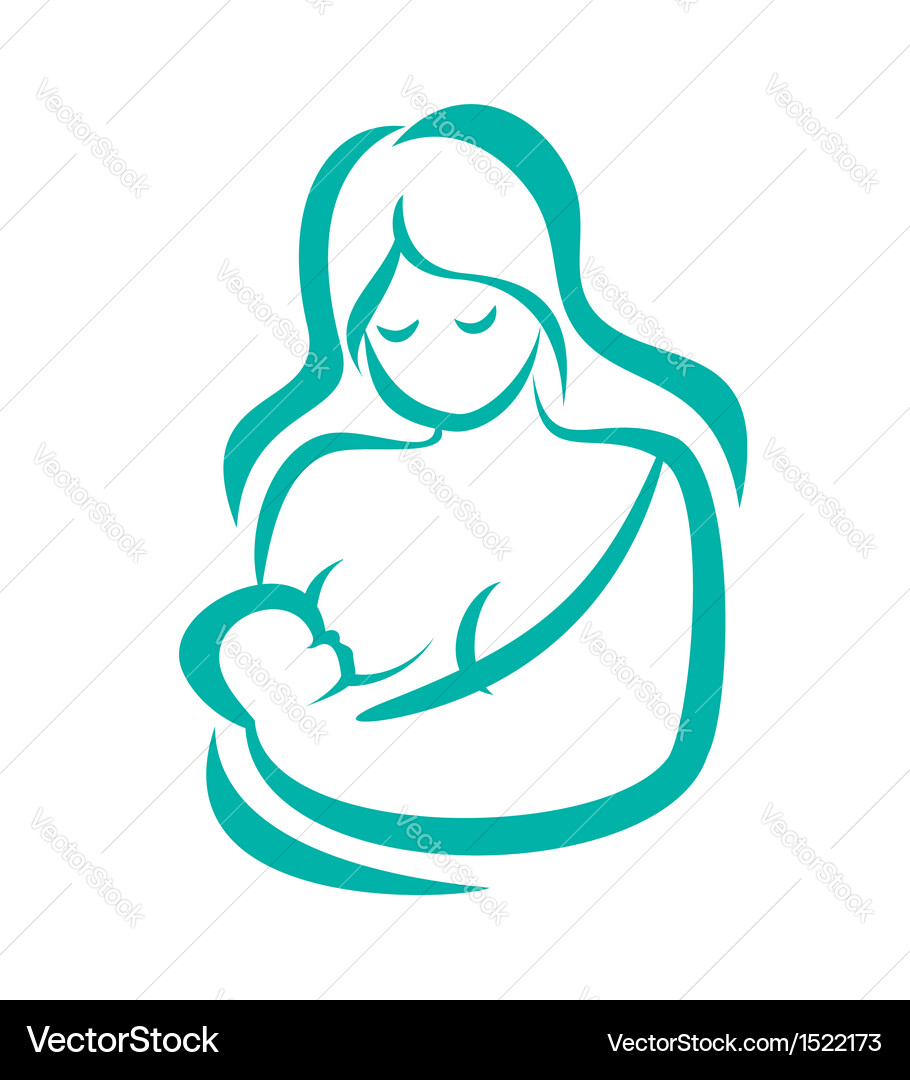 Mother breast feeding her baby symbol Royalty Free Vector