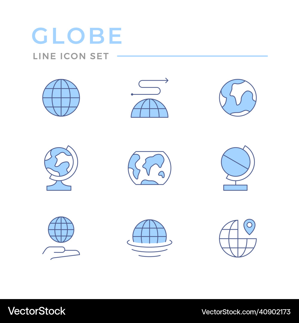 Set color line icons of globe Royalty Free Vector Image