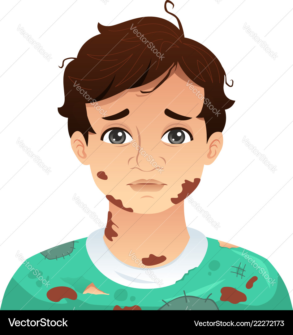 Young man with dirty mud face Royalty Free Vector Image