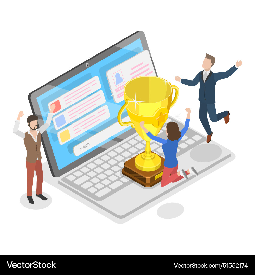 3d isometric flat of achievement Royalty Free Vector Image