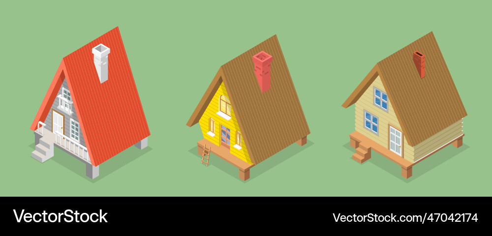 3d isometric flat set of lodges Royalty Free Vector Image