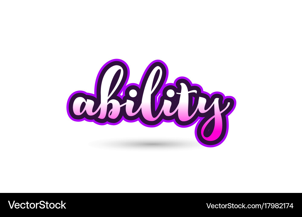 Ability calligraphic pink font text logo icon Vector Image