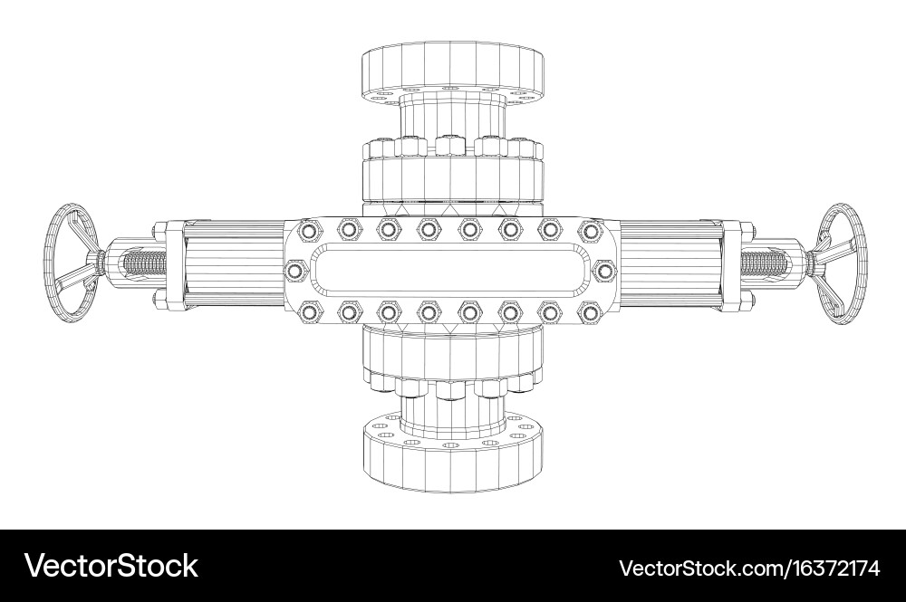Blowout preventer wire frame style Royalty Free Vector Image