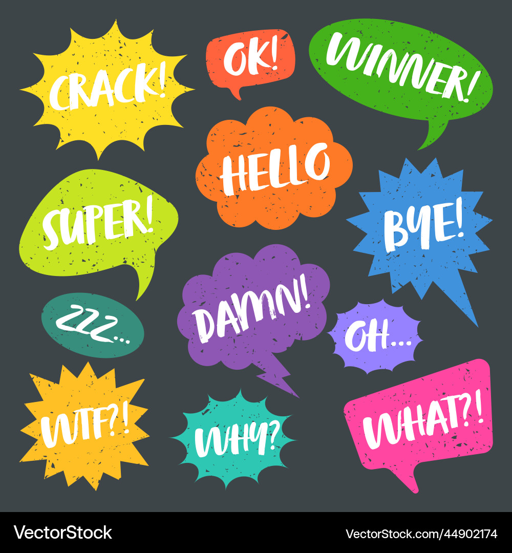 Bunte Grunge Comic Sprechblasen Lizenzfreies Vektorbild