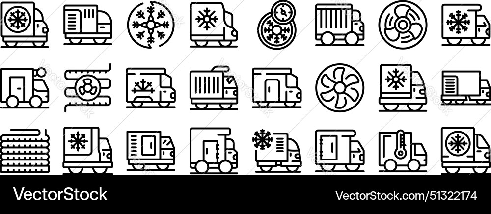 Car refrigerator icon a series of black Royalty Free Vector
