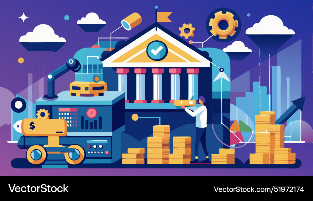 Central bank stimulating economy Royalty Free Vector Image