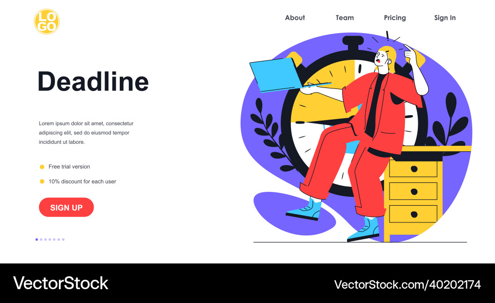 Deadline at office web banner concept Royalty Free Vector