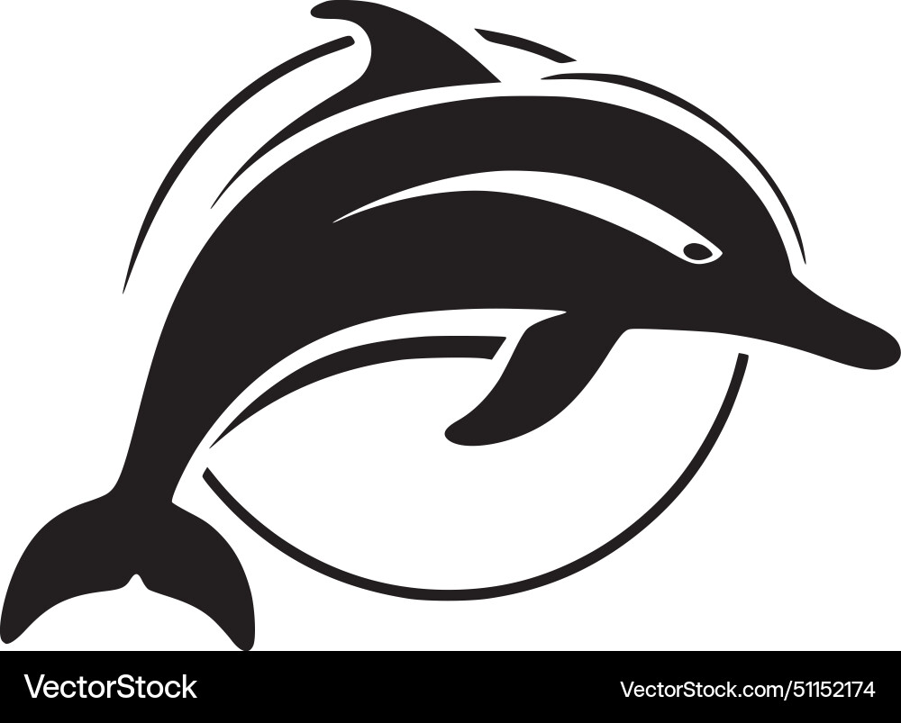 Dolphin - black and white Royalty Free Vector Image
