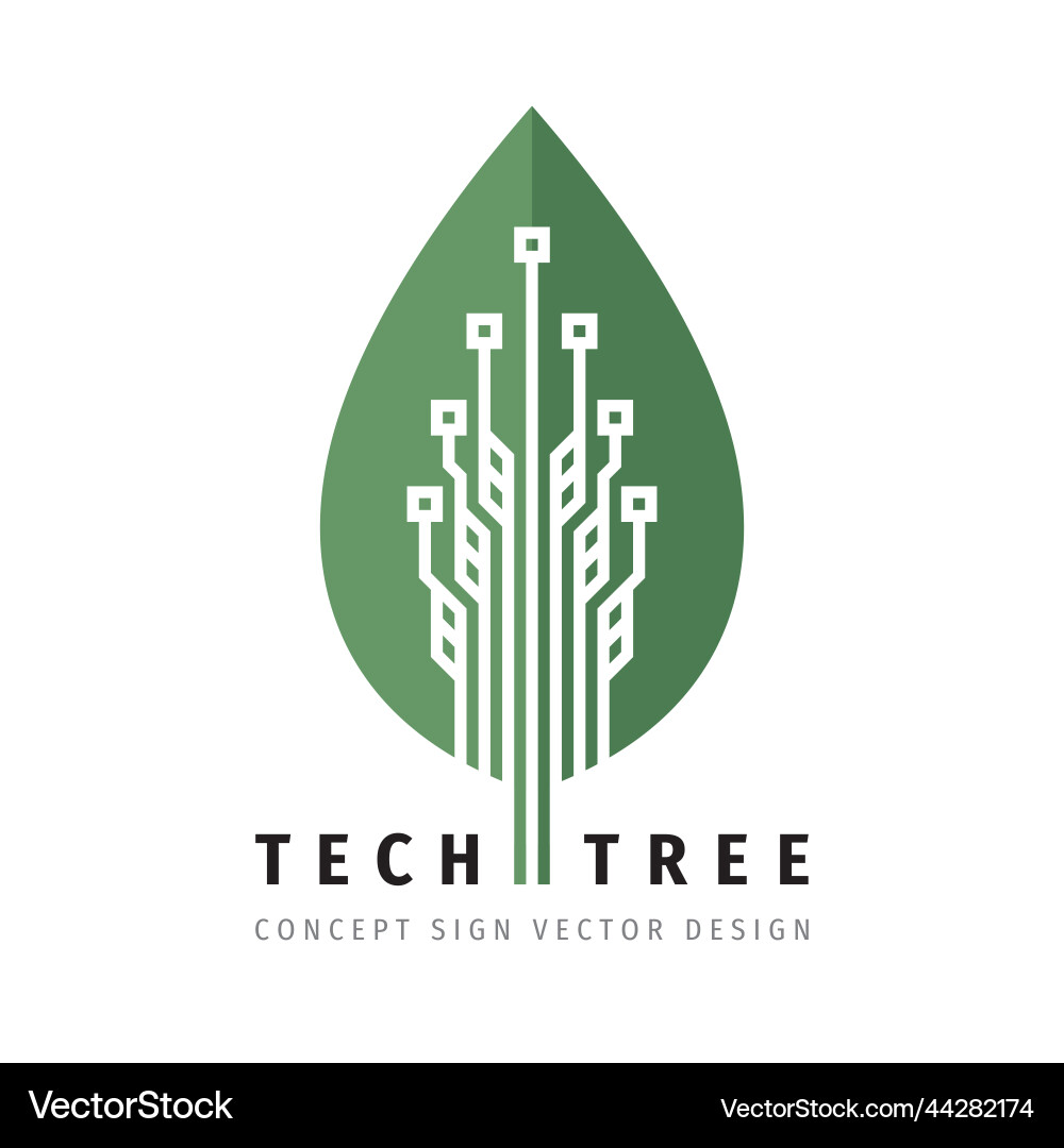 Green technology logo design electronic tree Vector Image