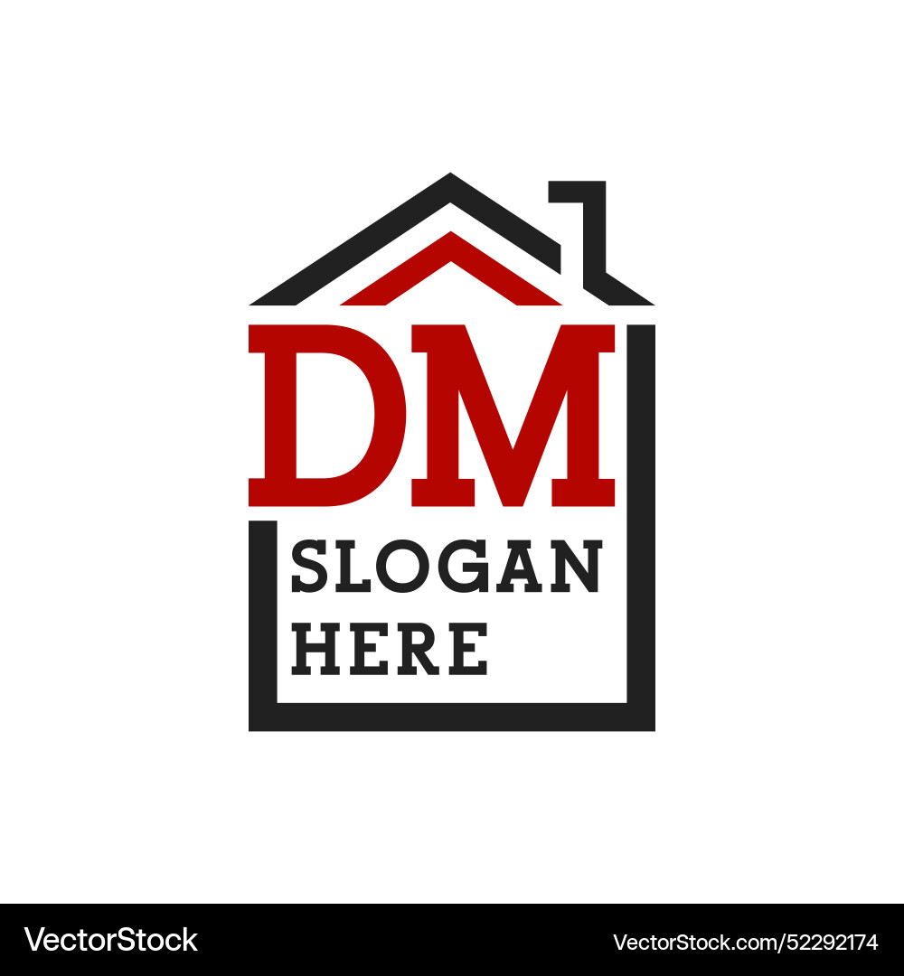 Initial dm house logo for roofing letter real Vector Image