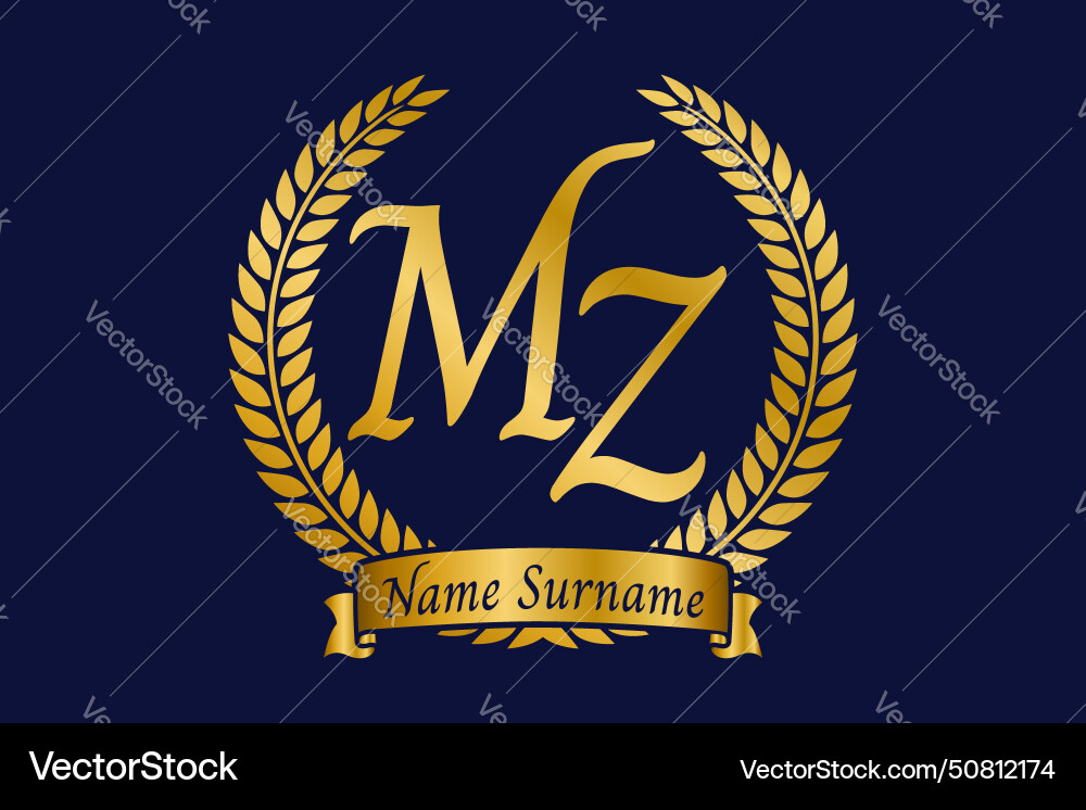 Initial letter m and z mz monogram logo design Vector Image