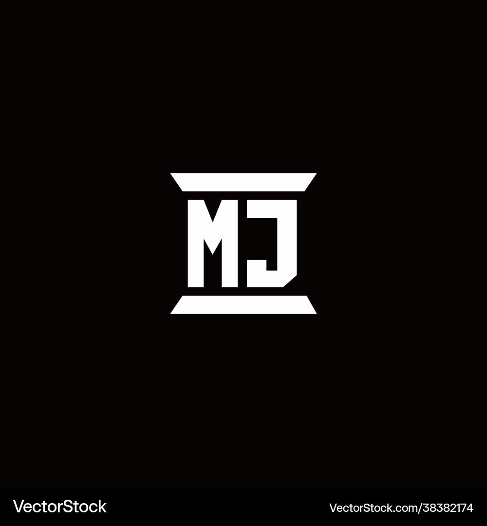 Mj logo monogram with pillar shape designs Vector Image