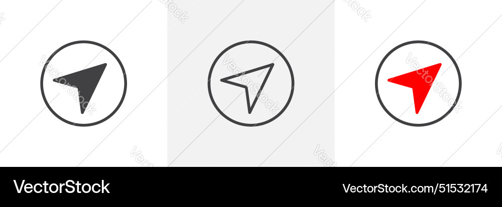 Navigation icon set compass tool arrow symbol gps Vector Image