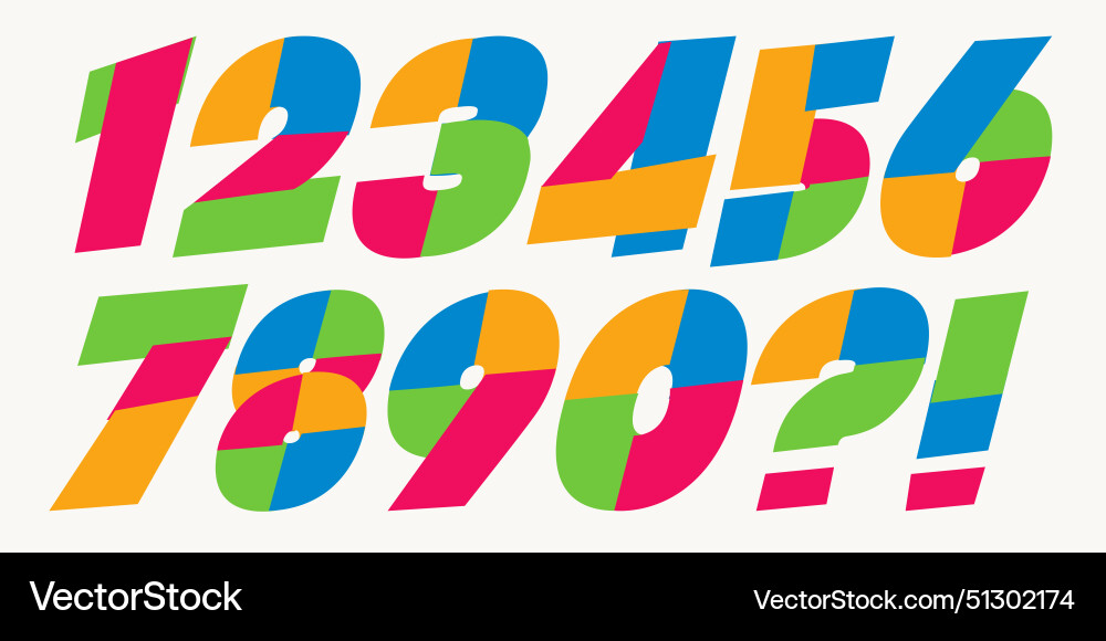 Number set colorful style modern typography Vector Image
